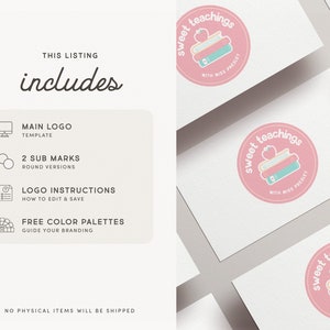 Colorful Teacher Logo Design - Editable Canva Template, Charming and ...