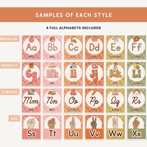 Alphabet Classroom Editable Posters, Groovy Cursive Letter Templates ...