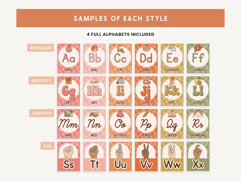 Alphabet Classroom Editable Posters, Groovy Cursive Letter Templates ...