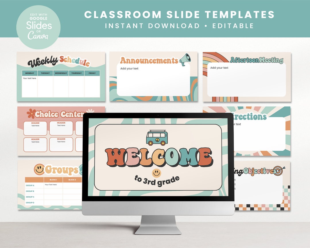Groovy Classroom Google Slides and Canva Editable Presentation - Etsy