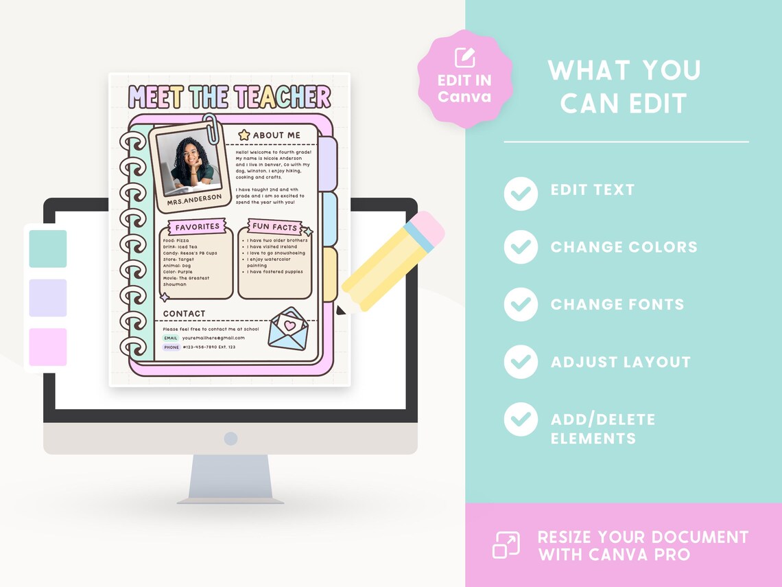 Meet the Teacher Classroom Printable Template, Teacher Introduction ...