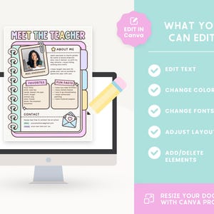 Meet the Teacher Classroom Printable Template, Teacher Introduction ...