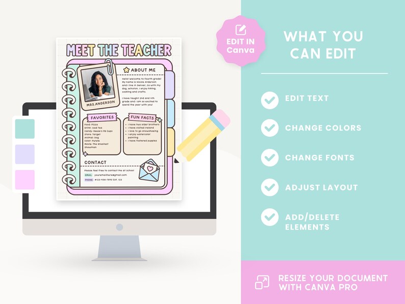 Meet the Teacher Classroom Printable Template, Teacher Introduction ...