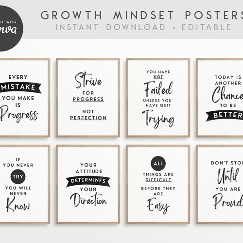 Growth Mindset Posters Tropical Printable Classroom Growth - Etsy
