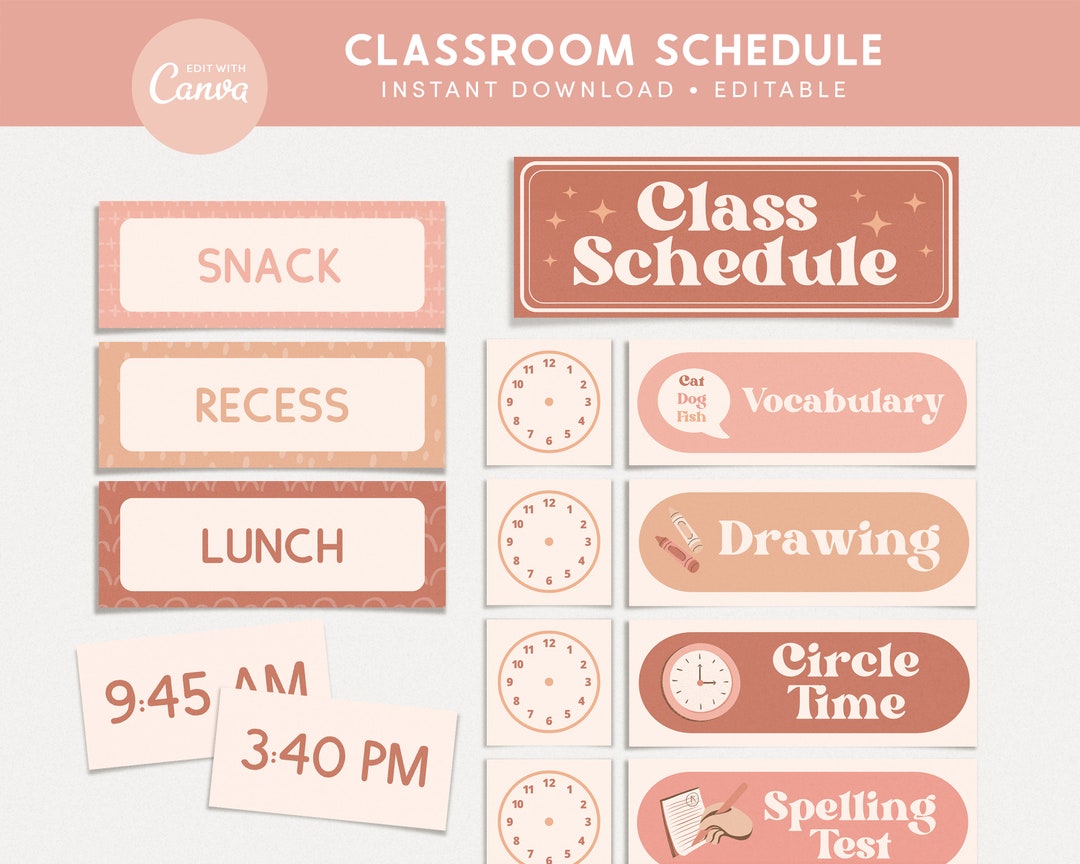 Classroom Schedule, Editable Classroom Printables, School Timetable ...