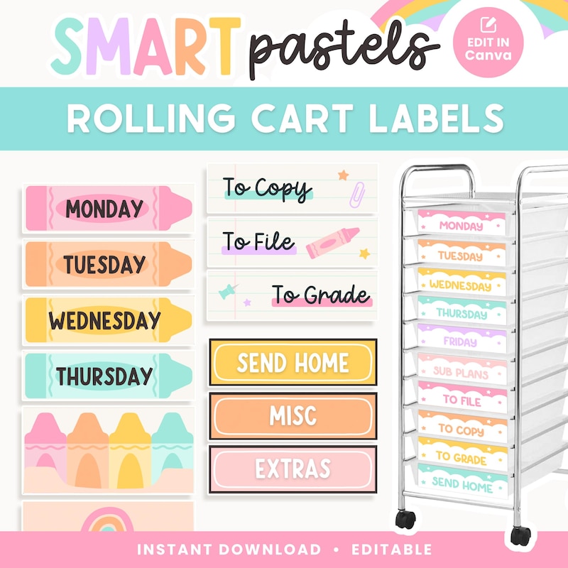 Teacher Rolling Cart - Etsy