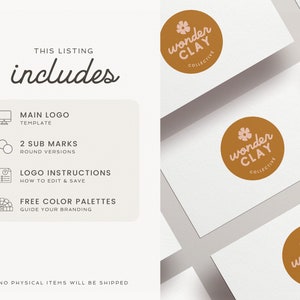 Whimsical Clay Jewelry Logo Design - Editable Canva Template, Charming ...