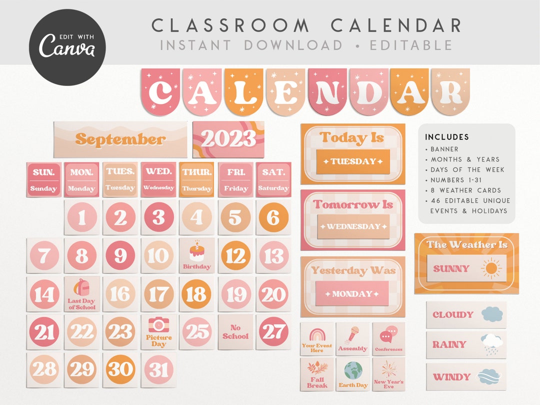 Classroom Calendar Display and Weather Station Editable - Etsy