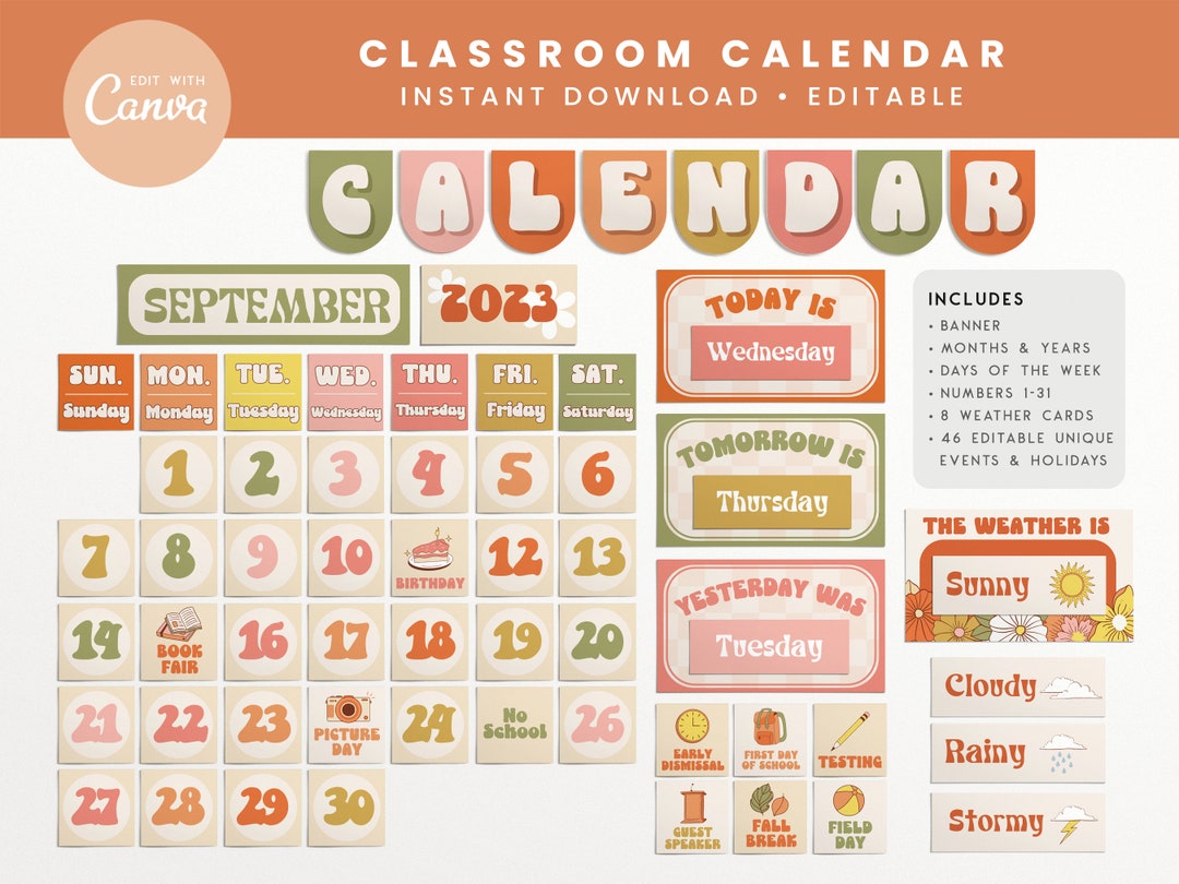 Classroom Calendar Display and Weather Station Editable - Etsy