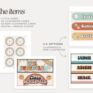 Classroom Schedule, Editable Groovy Canva Template, Retro Classroom ...