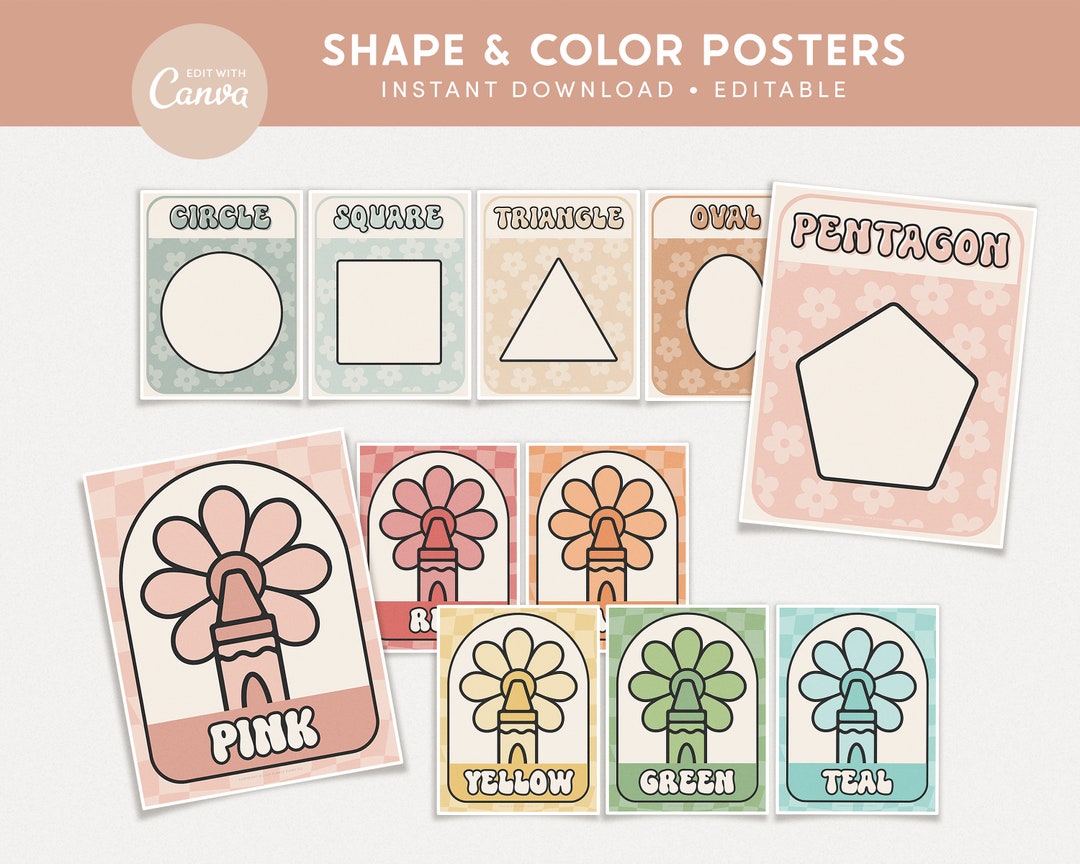 Classroom Shapes and Colors Printable Display, Editable in Canva ...