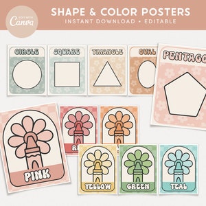 Classroom Shapes and Colors Printable Display, Editable in Canva ...