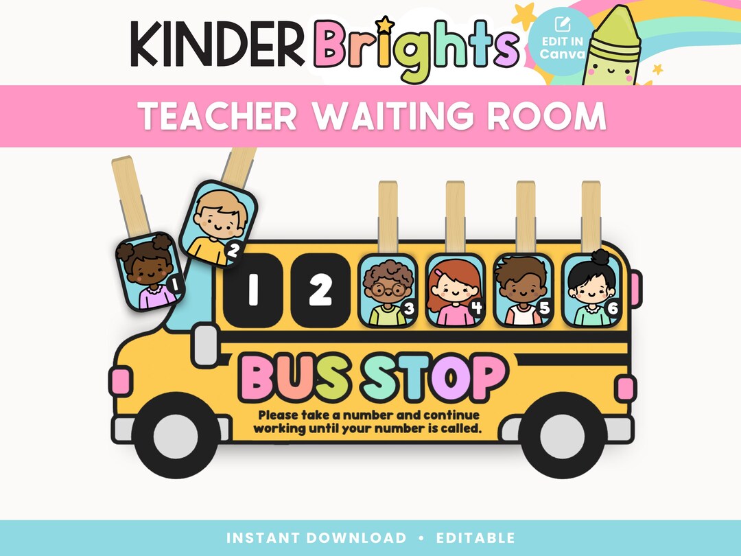 Teacher Waiting Room Printable Display, Editable in Canva, Cute Pastel ...