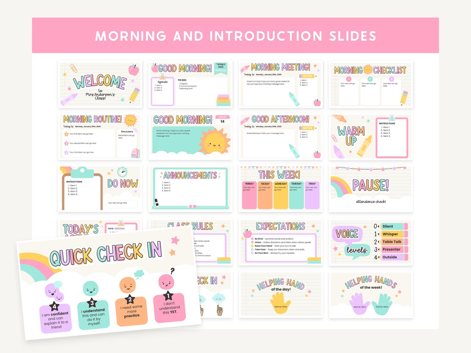 Smart Pastels Classroom Slides | Editable Daily Templates for Canva ...