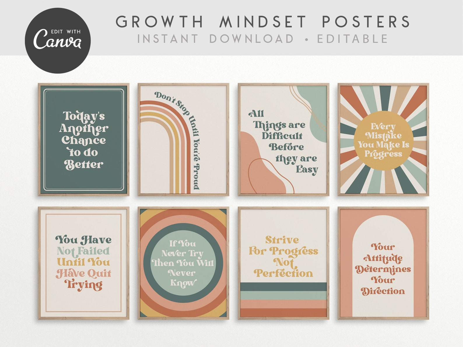 Growth Mindset Editable Classroom Printable Posters Classroom - Etsy