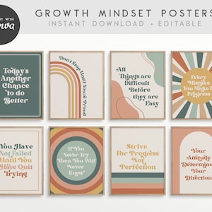 Growth Mindset Editable Classroom Printable Posters Classroom - Etsy