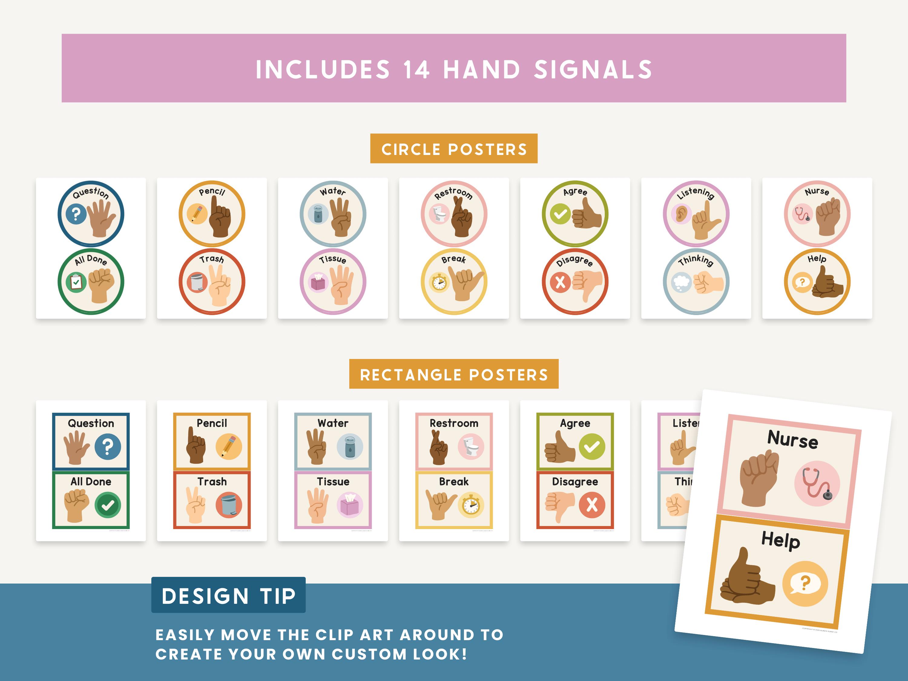 Classroom Hand Signal Posters | Printable Classroom Management Posters ...