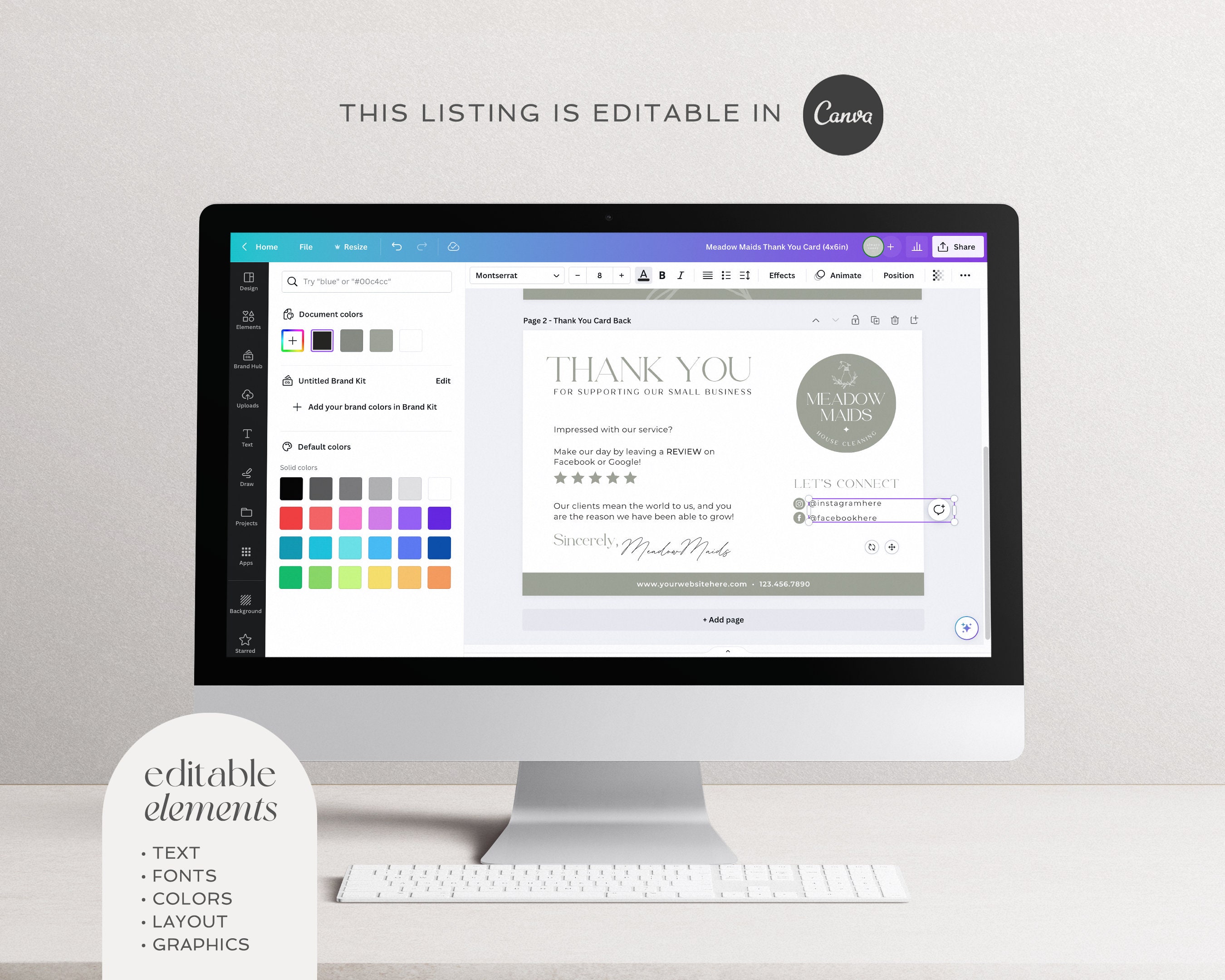 Editable Branding Kit DIY Canva House Cleaning Logo Elegant - Etsy ...