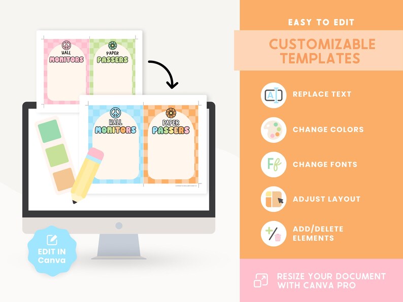 Retro Sunshine Classroom Job Display | Editable Canva Classroom Jobs ...