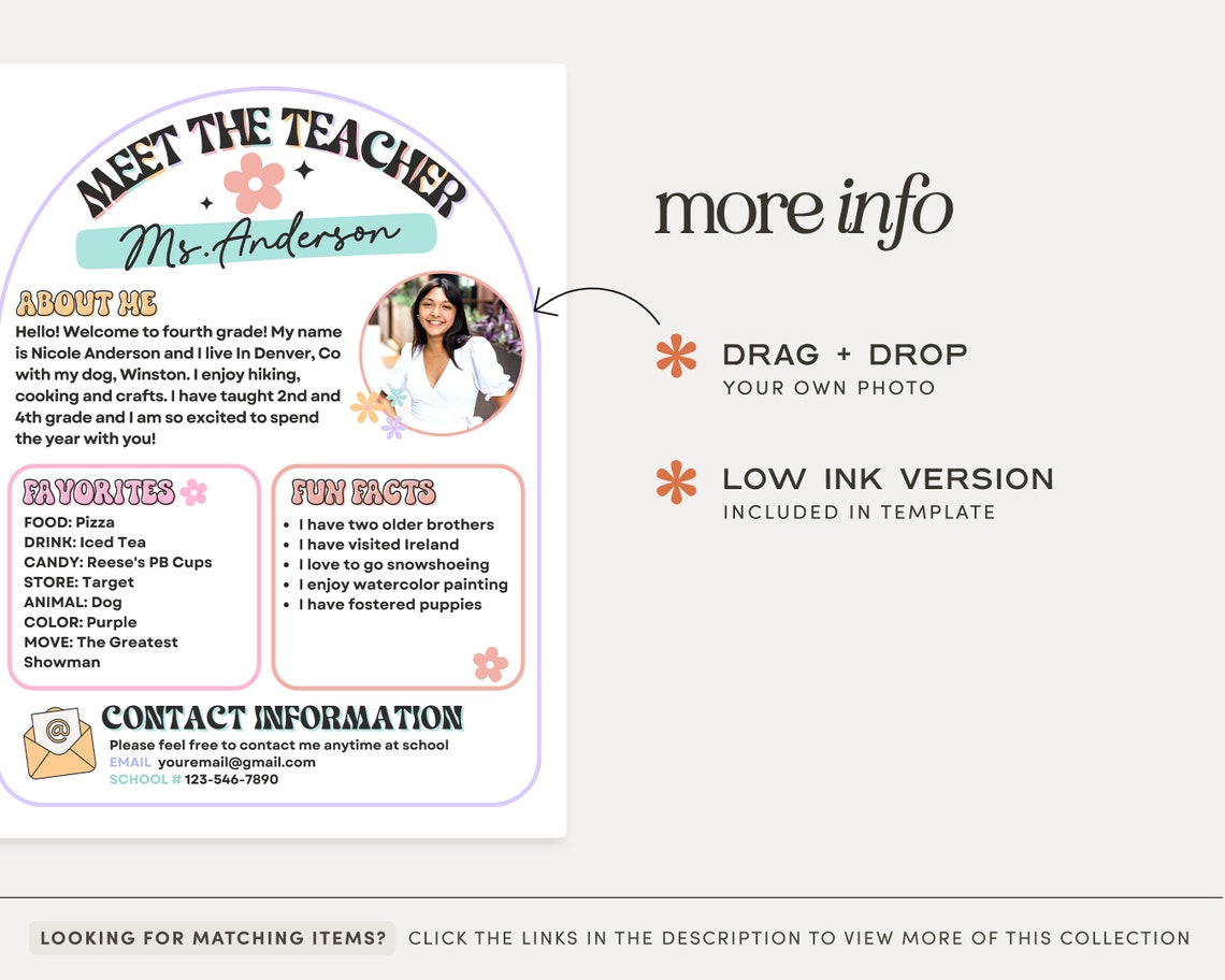 Meet the Teacher Classroom Printable Template, Teacher Intro, Retro ...