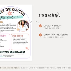Meet the Teacher Classroom Printable Template, Teacher Intro, Retro ...