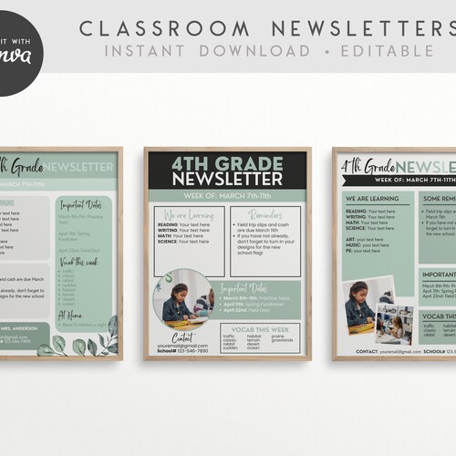 Classroom Newsletter Editable Templates Back to School - Etsy