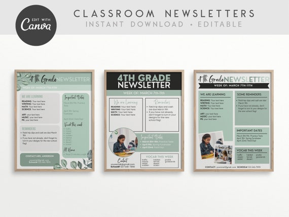 Classroom Newsletter Editable Templates Back to School - Etsy