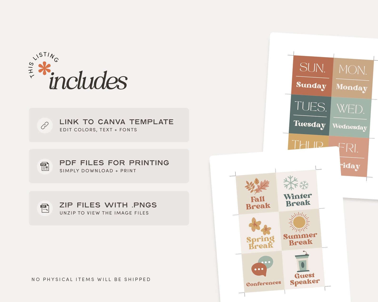 Classroom Calendar Display and Weather Station, Printable Modern Boho ...