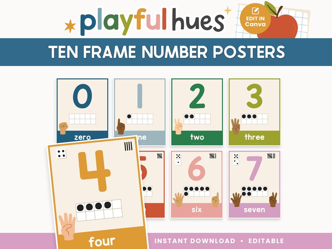 Editable Ten Frame Number Posters | Colorful Number Posters 0-20 ...