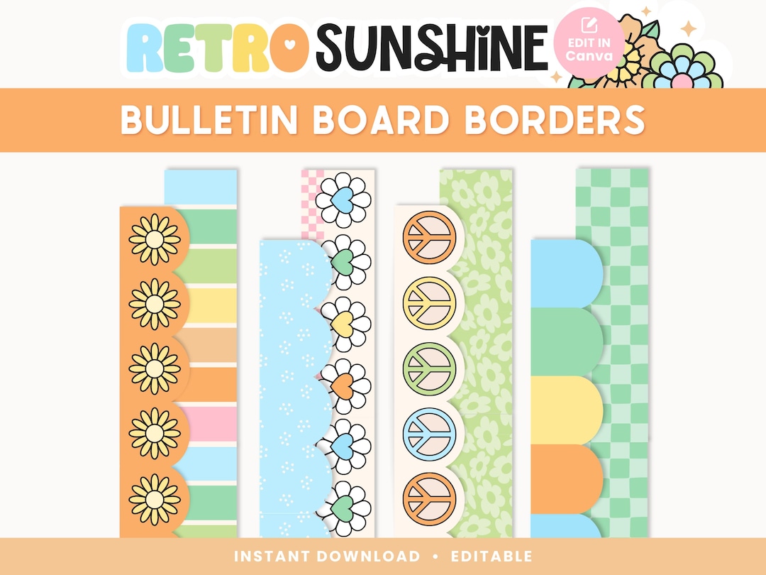 Editable Retro Sunshine Bulletin Board Borders | Classroom Border ...