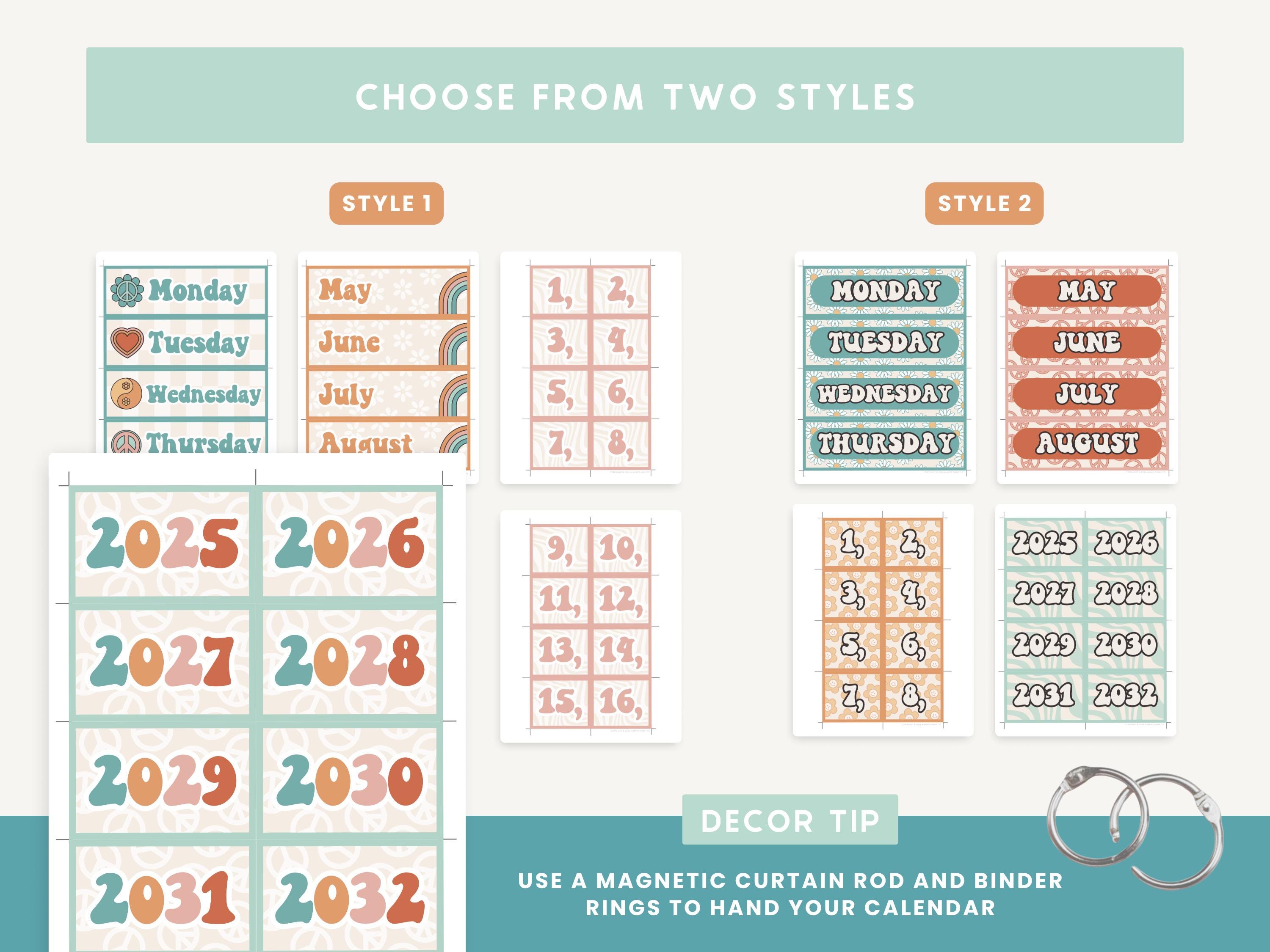 Classroom Flip Calendar Display, Groovy Retro Classroom Decor, Editable ...