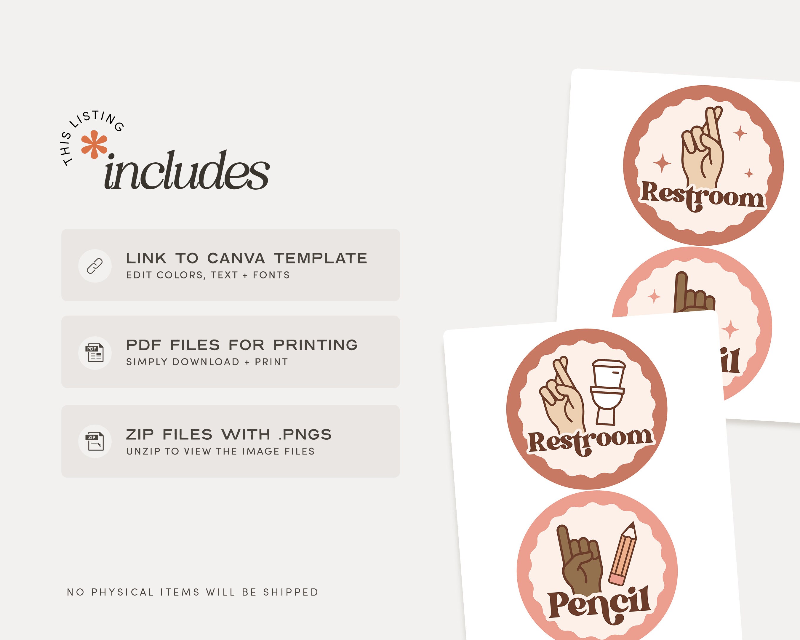 Classroom Hand Signals Poster Display, Editable in Canva, Boho Pink ...