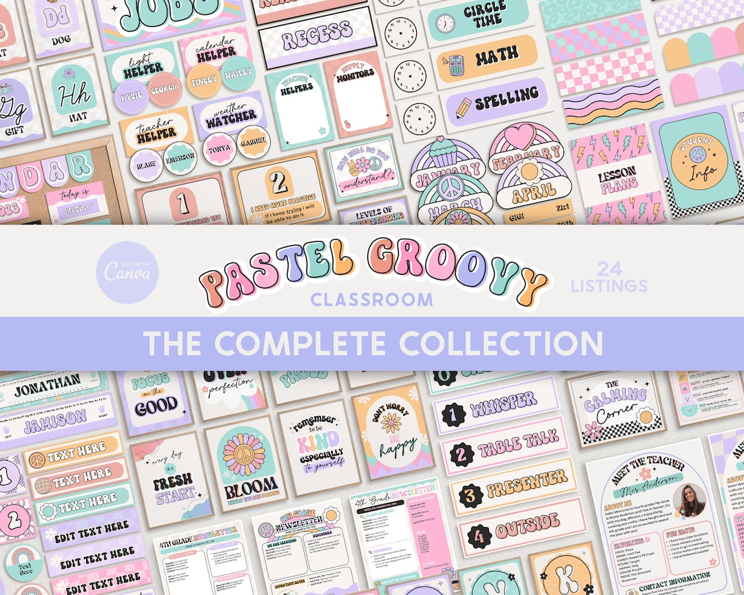 Editable Classroom Groovy Pastel Complete Collection Printable Bundle ...