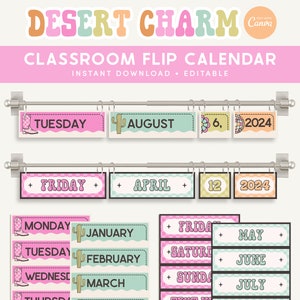 Classroom Flip Calendar Display, Bright Desert Classroom Decor ...
