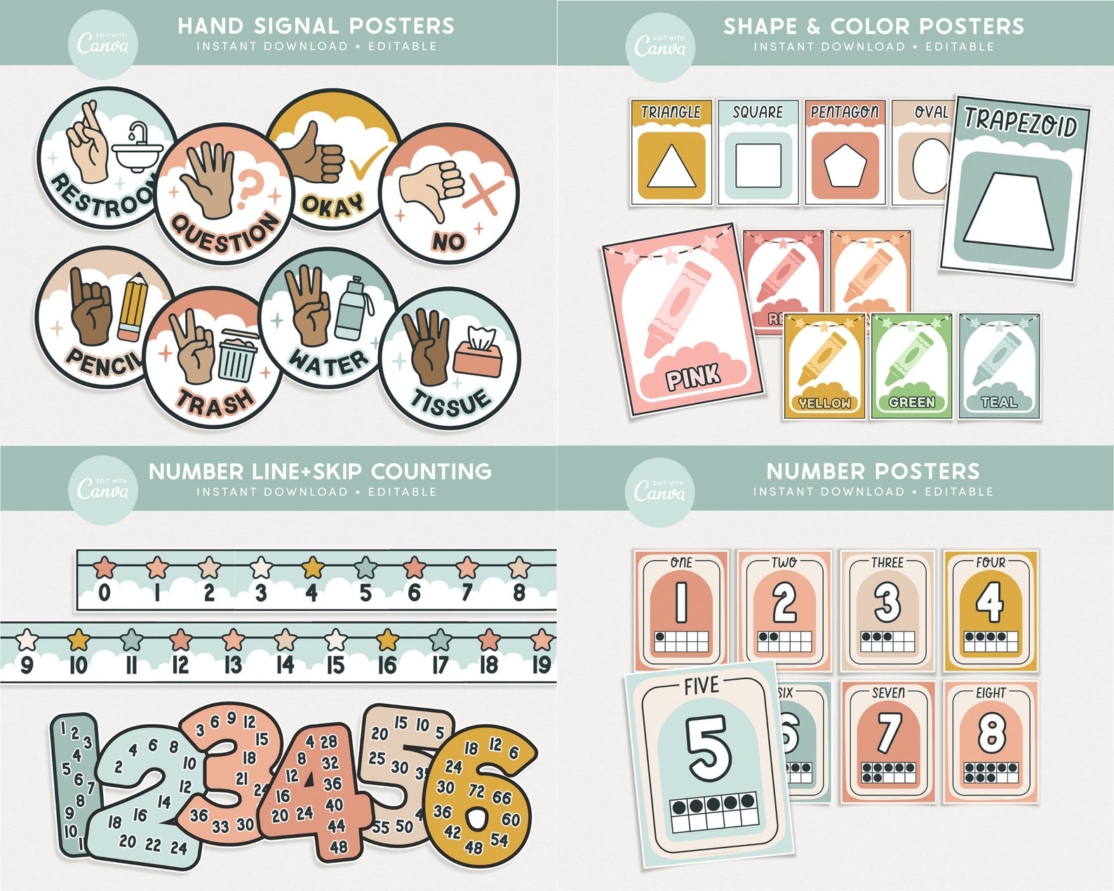 Editable Classroom Soft Clouds Complete Collection Printable Bundle ...