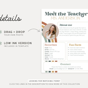 Meet the Teacher Classroom Printable Template, Teacher Introduction ...