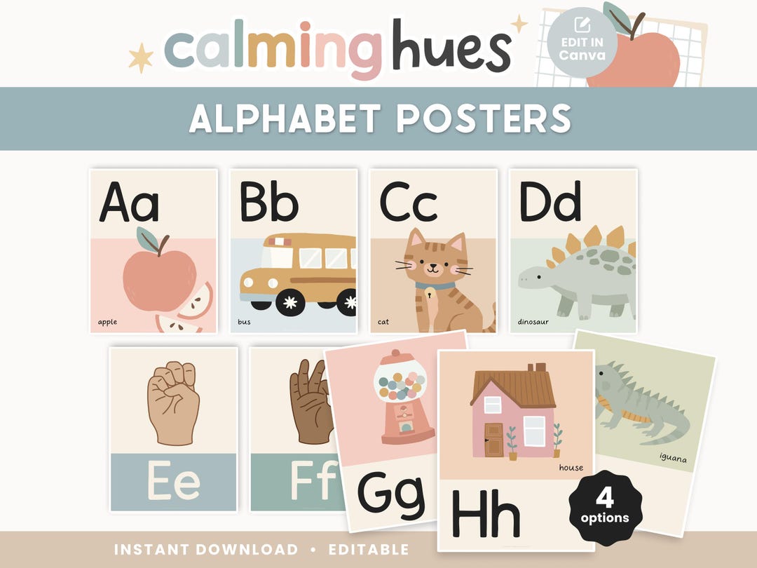 Editable Alphabet Posters | Classroom Alphabet Decor | ASL + Color ...