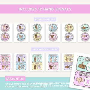 Classroom Hand Signals Poster Display, Editable in Canva, Pastel ...