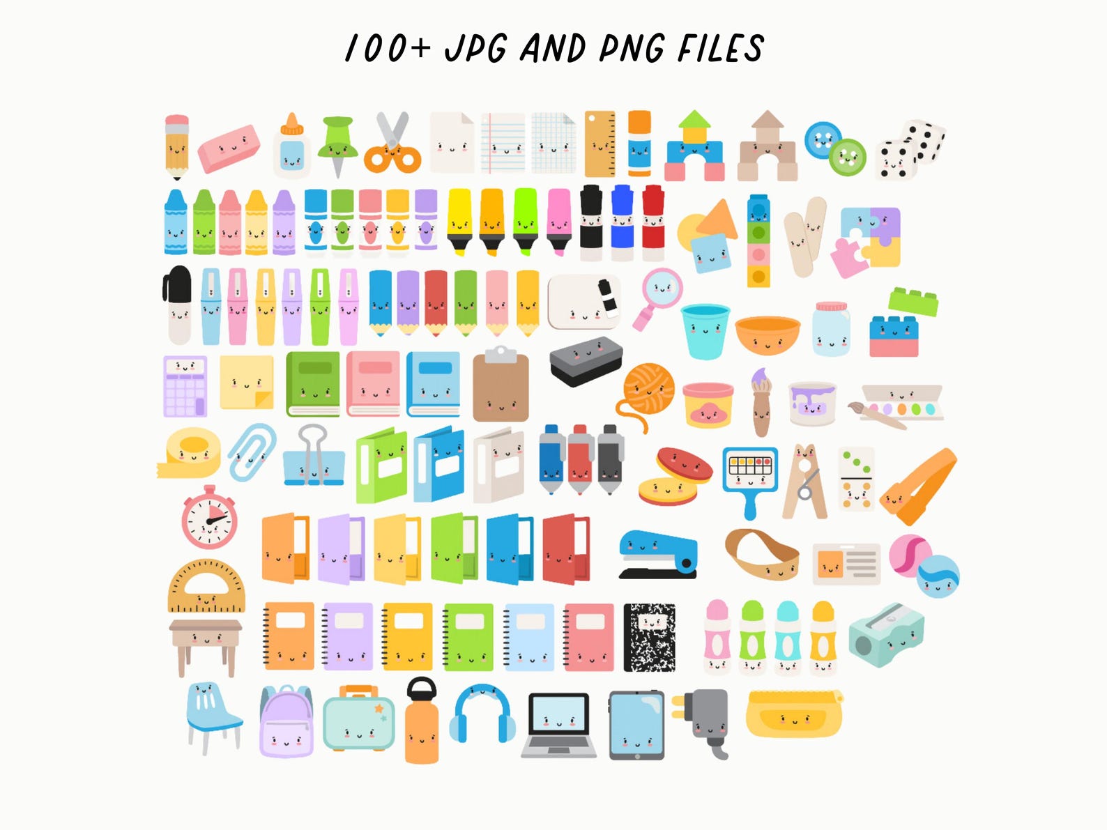Playful School Supplies Clip Art Svgs, Pngs, EPS, AI Files, Pencil ...
