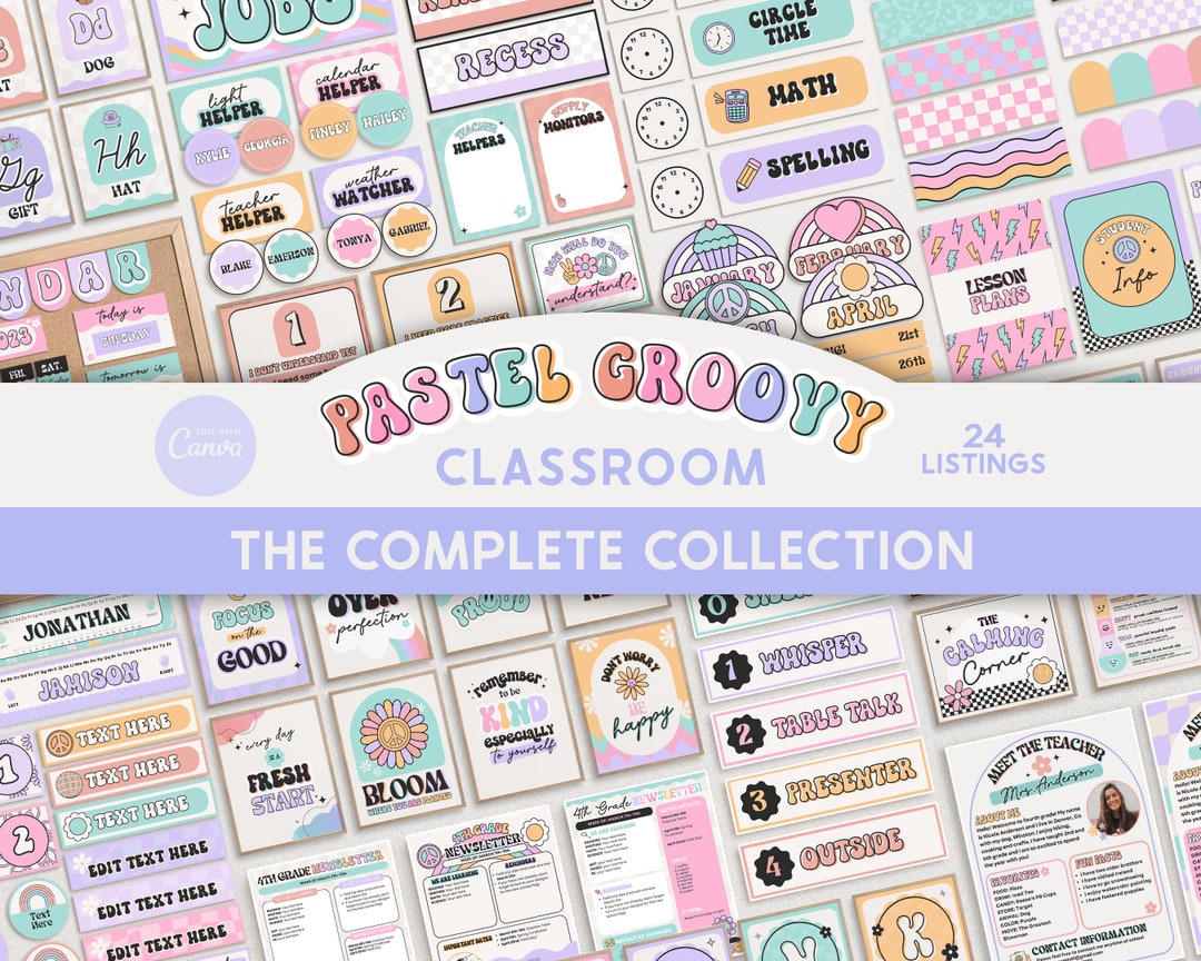 Editable Classroom Groovy Pastel Complete Collection Printable Bundle ...