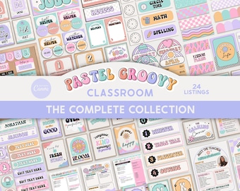 Editable Classroom Groovy Retro Complete Collection Printable Bundle ...