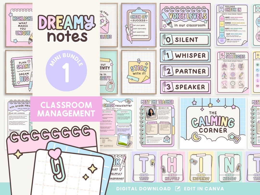 Editable Classroom Management Printable Bundle, Soft Pastels Growth ...