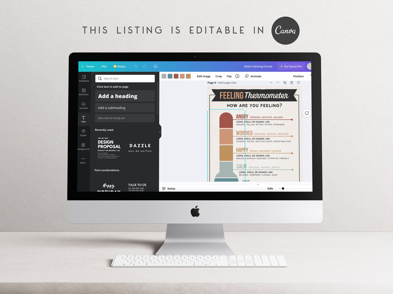 Calming Corner Editable Classroom Printables Calm Down - Etsy