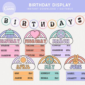 Classroom Birthday Printable Display Editable in Canva - Etsy