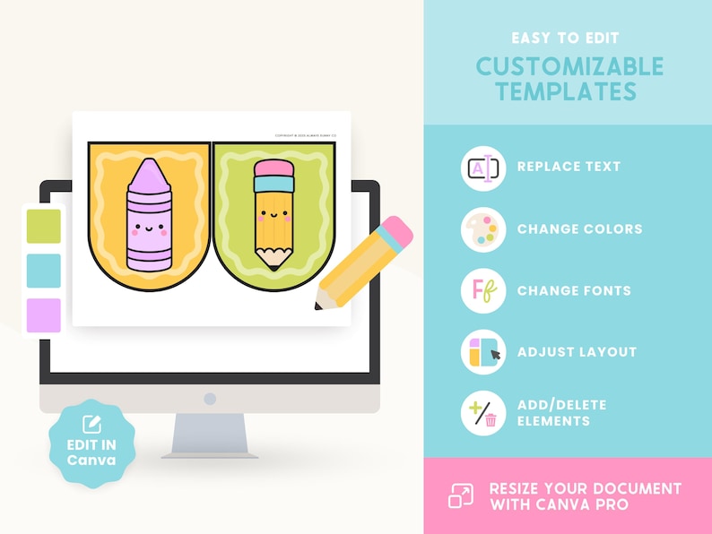 Classroom Bulletin Board Letters, Editable in Canva, Bright Pastels ...