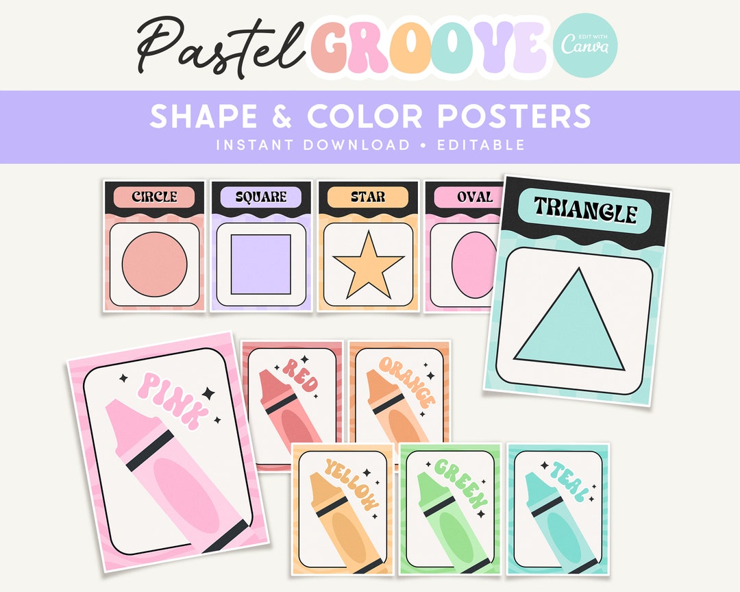 Classroom Shapes and Colors Printable Display, Editable in Canva ...