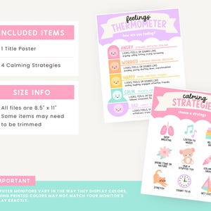 Calming Corner Editable Classroom Printables, Calm Down Skills, Bright ...