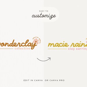 Whimsical Clay Jewelry Logo Design - Editable Canva Template, Charming ...