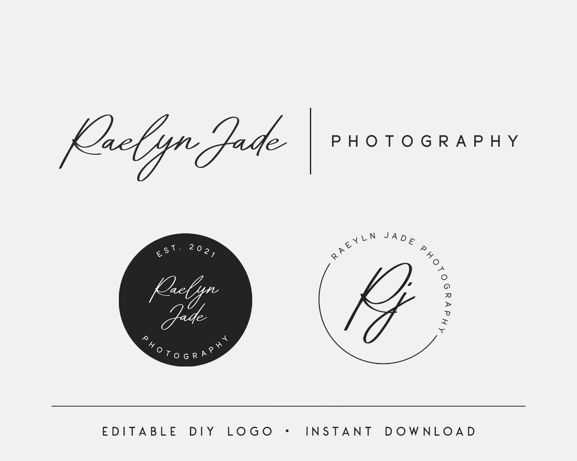 Editable Logo Designs DIY Signature Logo Circle Photography - Etsy