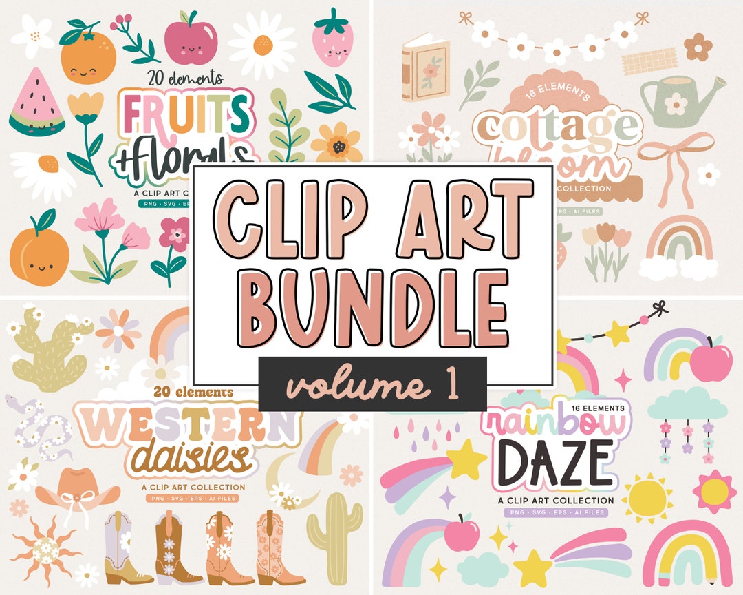 Clip Art Bundle Volume 1, Svgs, Pngs, EPS, AI Files, Western Daisies ...